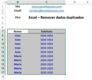 Excel – Remover dados duplicados - Excel e Access